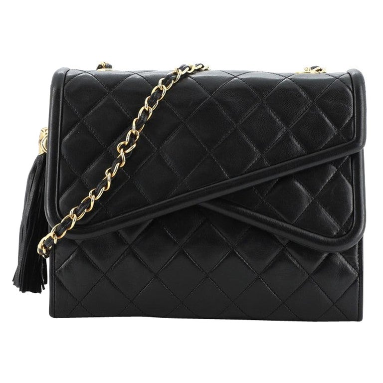 Chanel Vintage Crossover Flap Bag Quilted Lambskin Small at 1stDibs