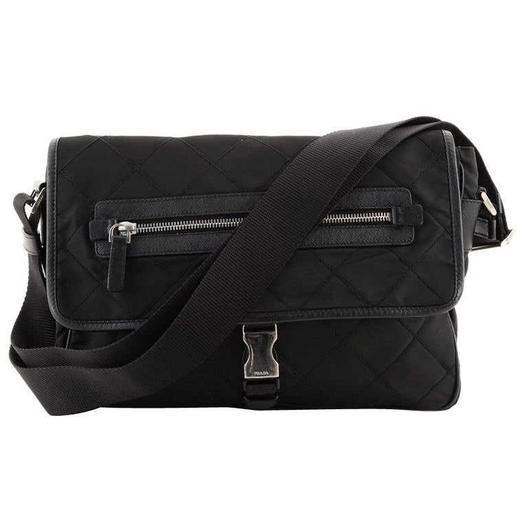 Prada Impunturato Front Pocket Messenger Quilted Tessuto Large at 1stDibs