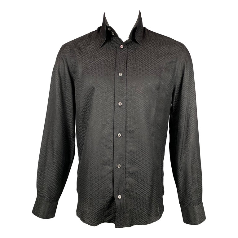 VERSUS by GIANNI VERSACE Size M Black Print Cotton / Silk Long Sleeve ...