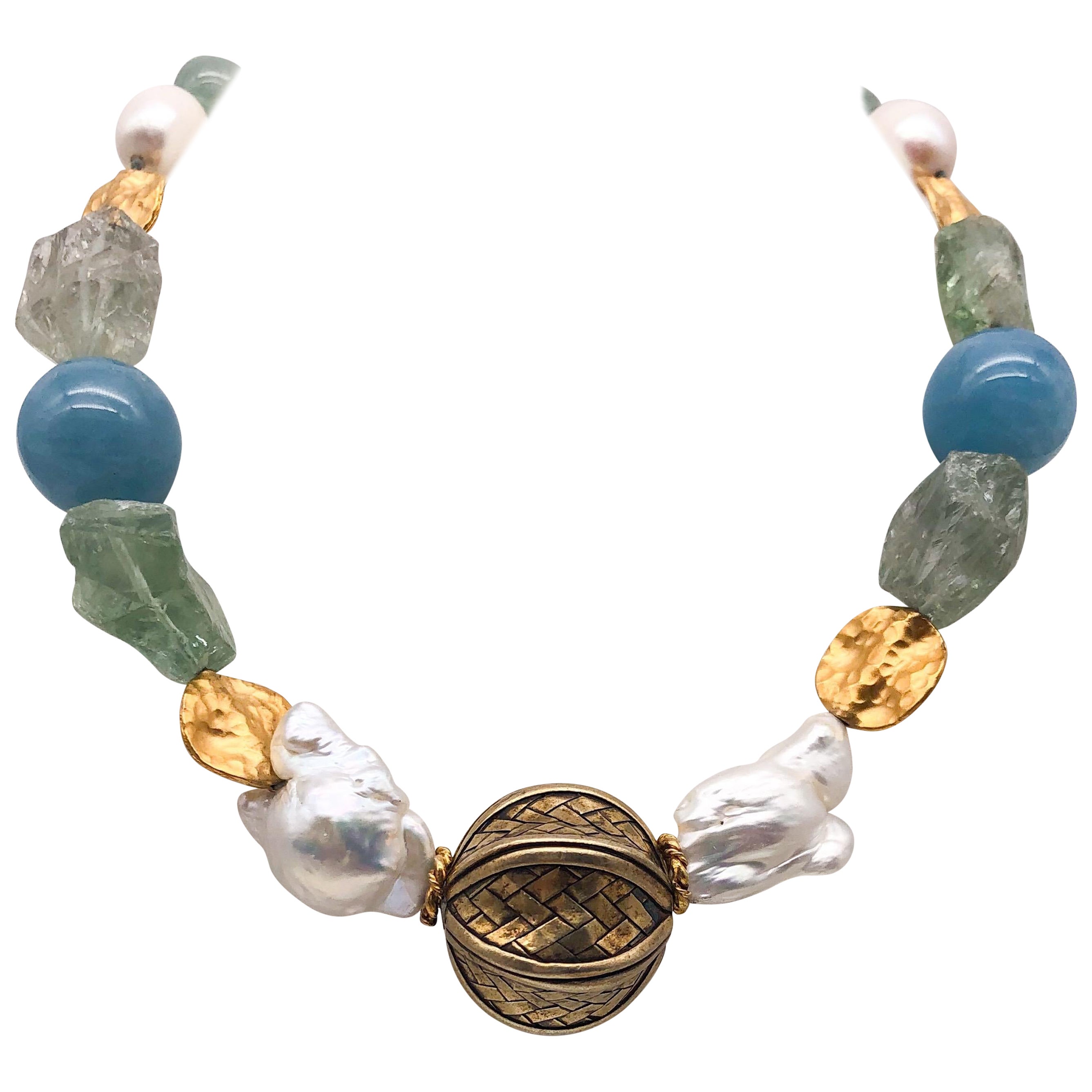 A.Jeschel Remarkable prehistoric Turquoise and Fossil Pendant necklace ...