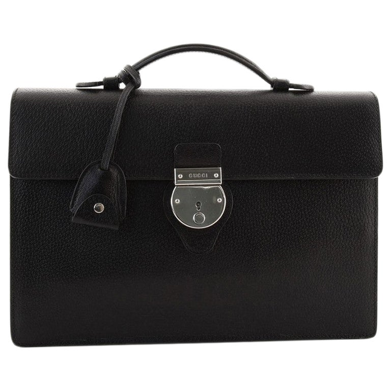 Gucci Buckle Flap Briefcase Leather Medium at 1stDibs
