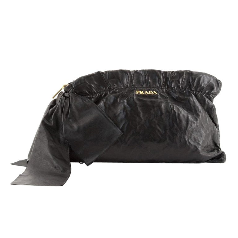 Prada Bow Zip Clutch Nappa Antique Large at 1stDibs