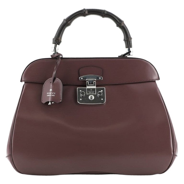Gucci Lady Lock Bamboo Top Handle Bag Leather Large at 1stDibs