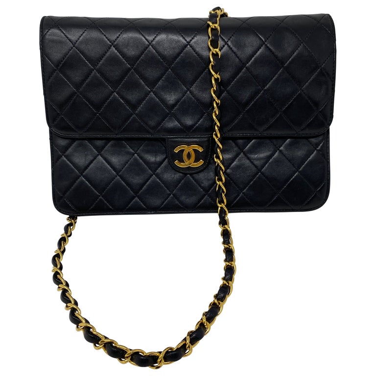 Chanel Black Clutch Bag Chain Strap at 1stDibs
