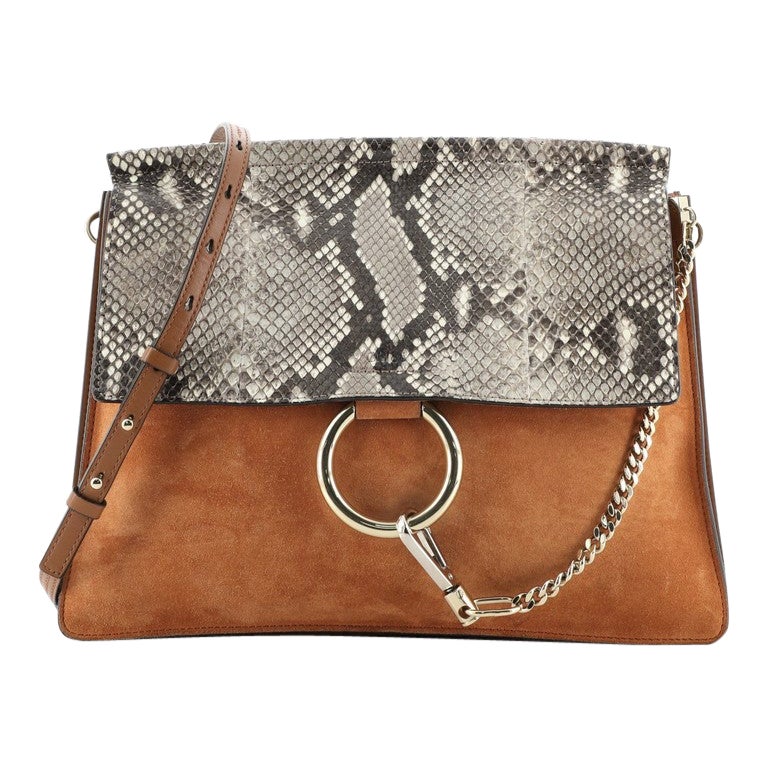 Chloe Faye Shoulder Bag Python and Suede Medium at 1stDibs