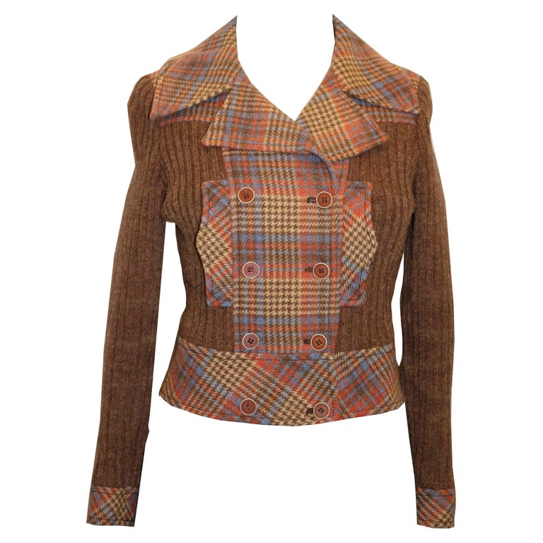 Vintage 1970s Crop Wool Jacket For Sale at 1stDibs