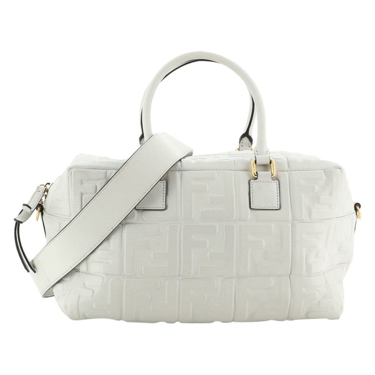 Fendi Boston Bag Zucca Embossed Leather Medium at 1stDibs