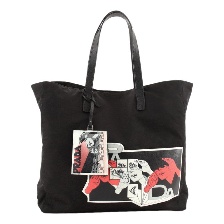 Prada Comic Shopping Tote Printed Tessuto Medium at 1stDibs