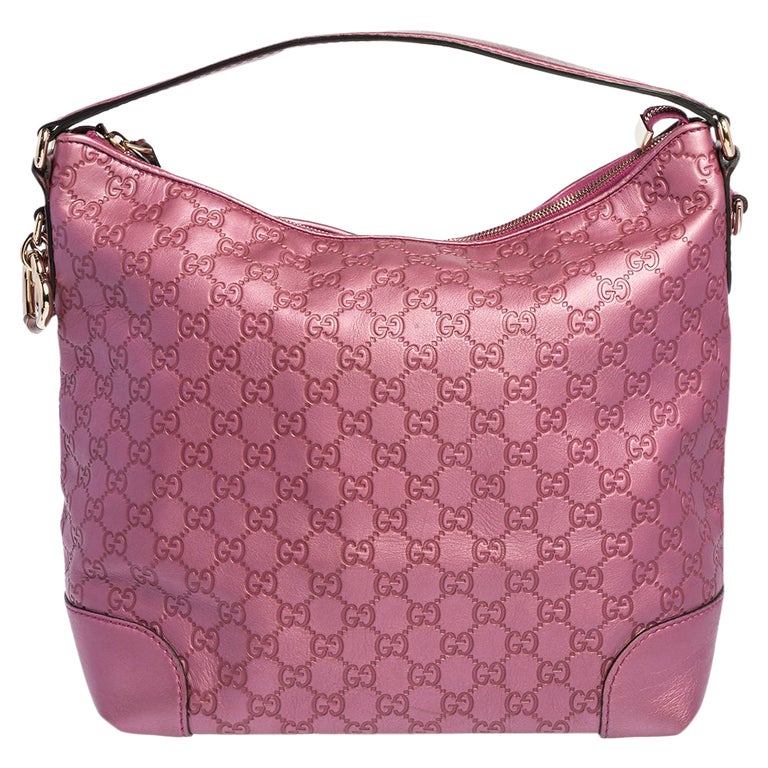 Gucci Metallic Pink Guccissima Leather Medium Heart Bit Hobo at 1stDibs