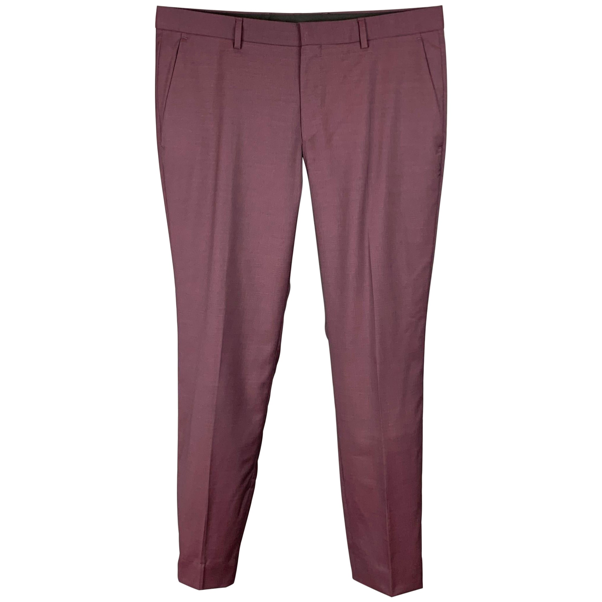 HUGO BOSS 38 Regular Grey Herringbone Wool / Linen Notch Lapel Sport ...