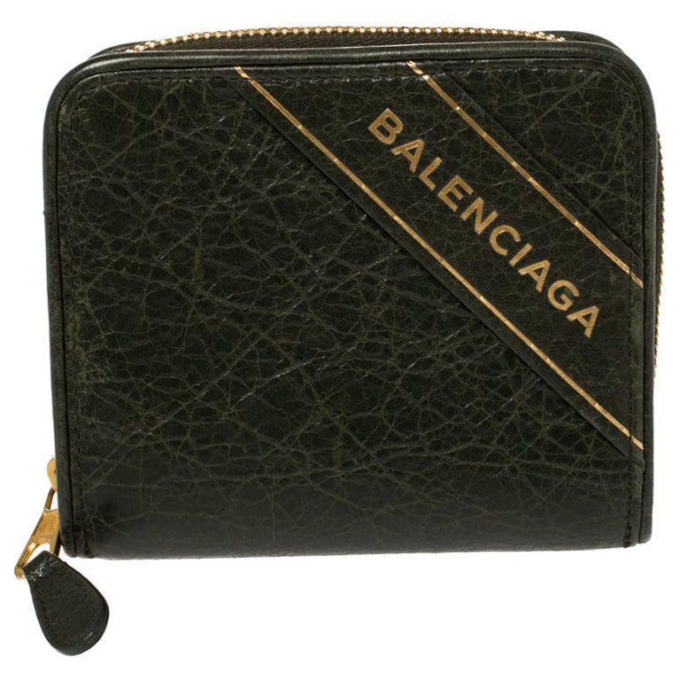 Balenciaga Green Leather Zip Around Compact Wallet at 1stDibs ...
