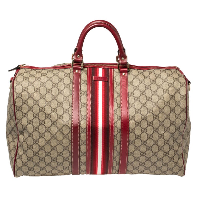 Gucci Beige GG Supreme Canvas Web Carry-on Medium Duffle Bag at 1stDibs