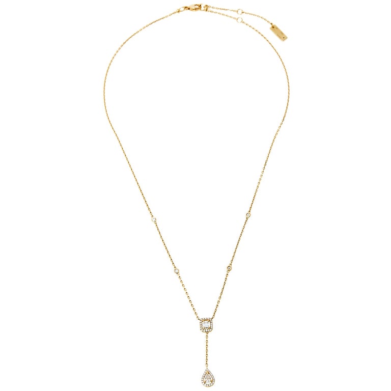 Messika My Twin Tie Diamond 18K Yellow Gold Necklace at 1stDibs