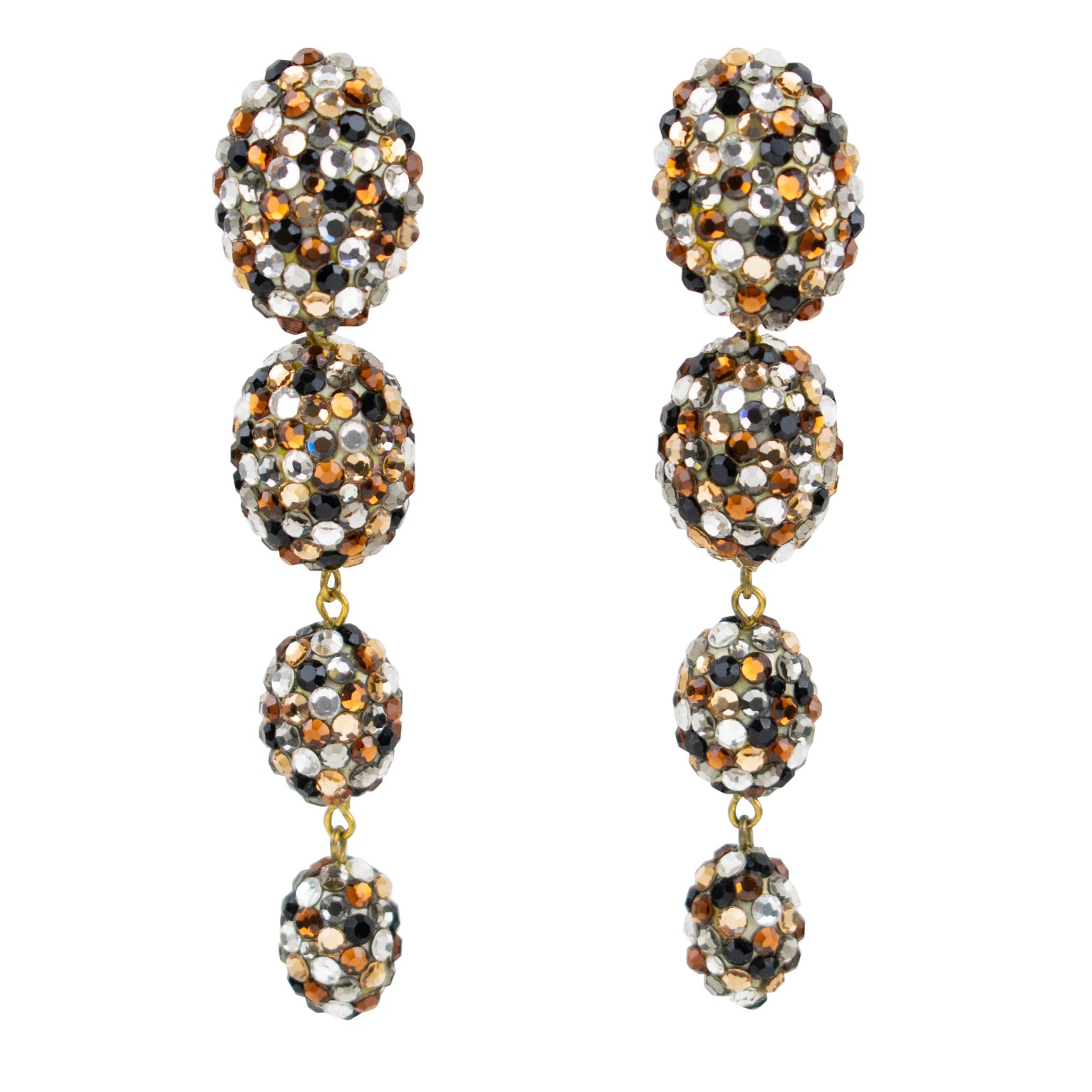1980s Richard Kerr Art Deco Rhinestone Fringe Earrings For Sale at 1stDibs
