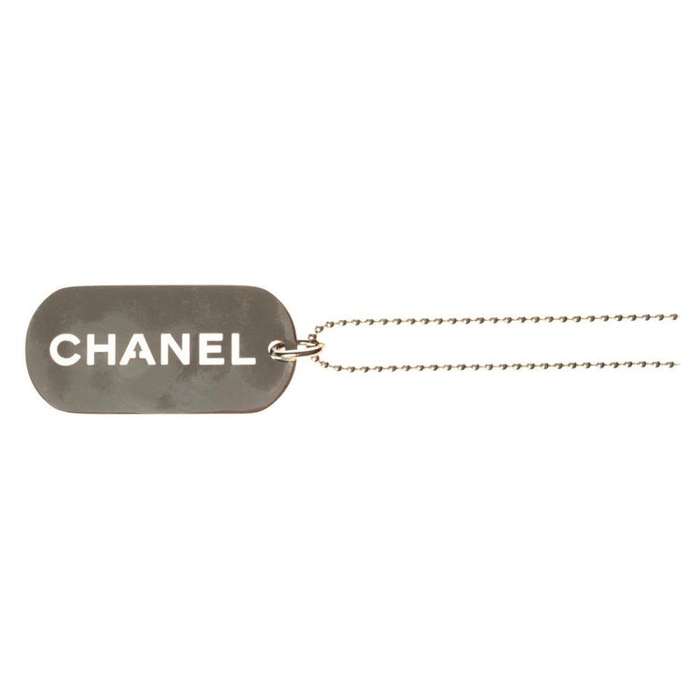 Chanel Dog Tag Necklace Silver 2009 For Sale at 1stDibs