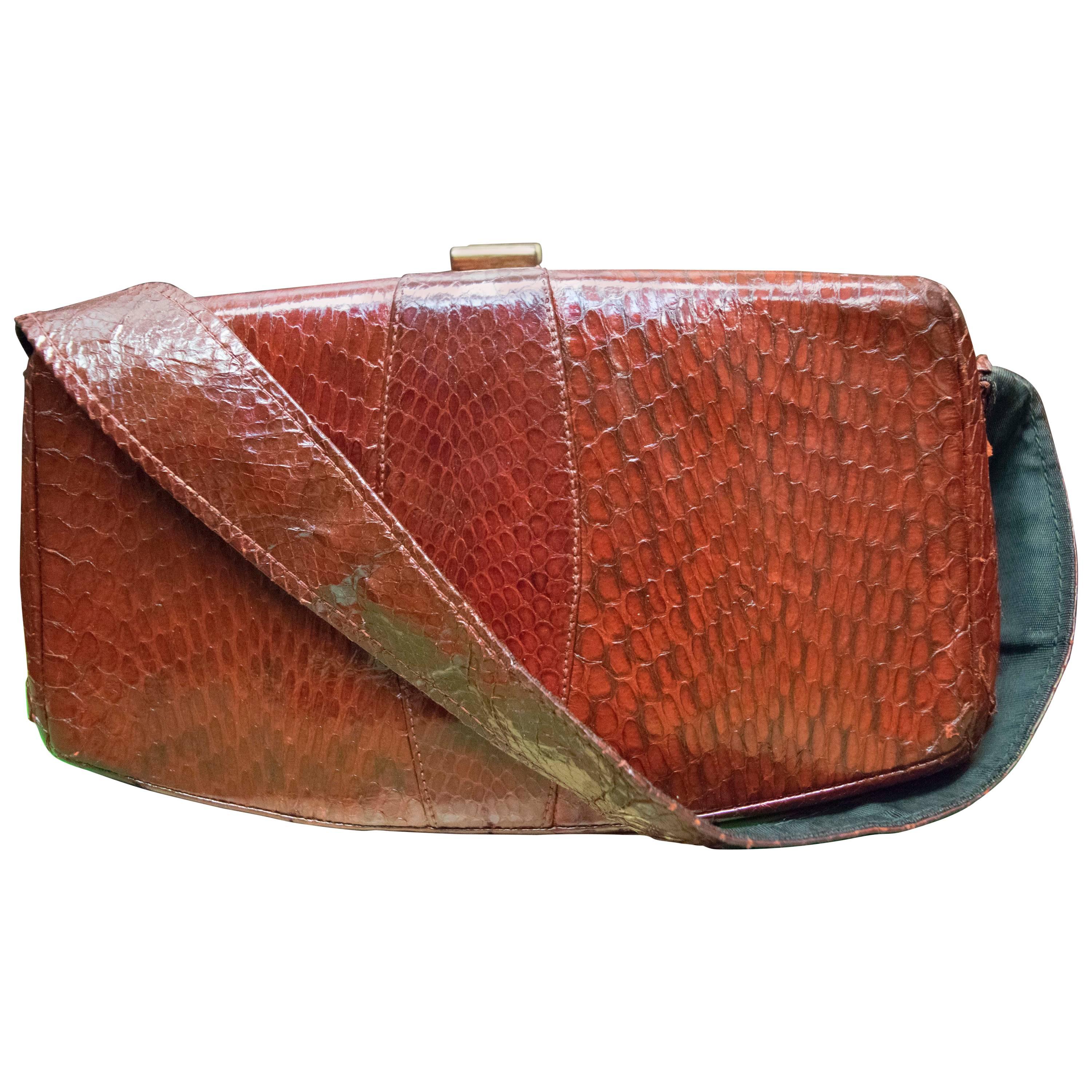1930s Red Snake Skin Handbag at 1stDibs