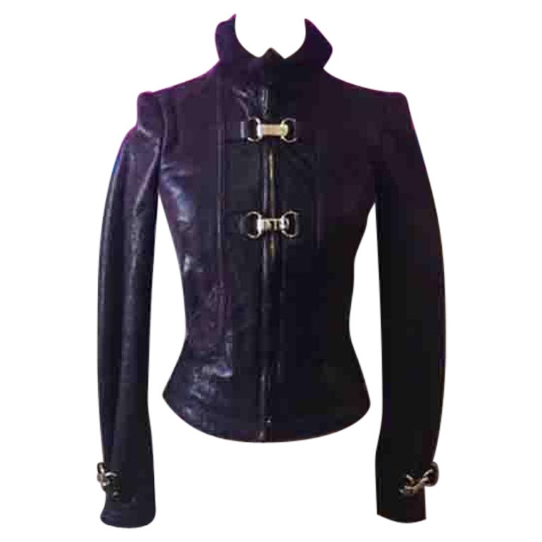 Gucci Purple Shearling Jacket Frida Giannini For Sale at 1stDibs