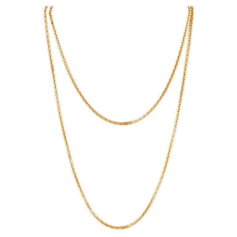 55" Gold Boxy Link Chain Layering Necklace By Monet, 1970s at 1stDibs
