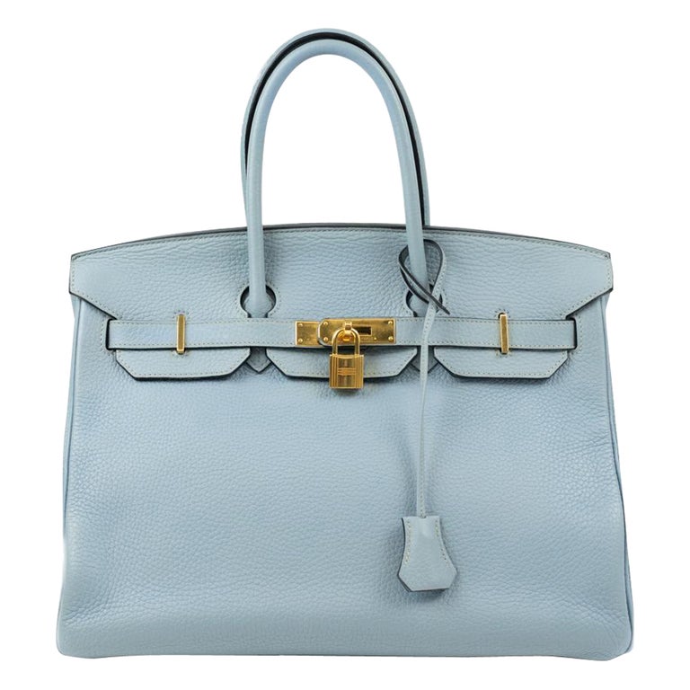 Birkin 35 in blue leather For Sale at 1stDibs