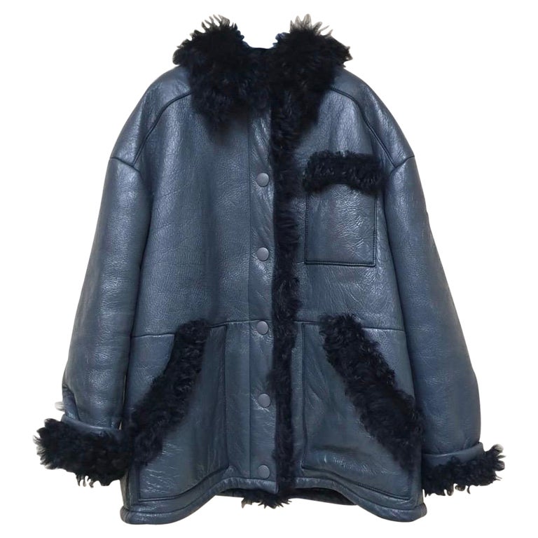 Prada Fur Trimmed Winter Leather Jacket For Sale at 1stDibs