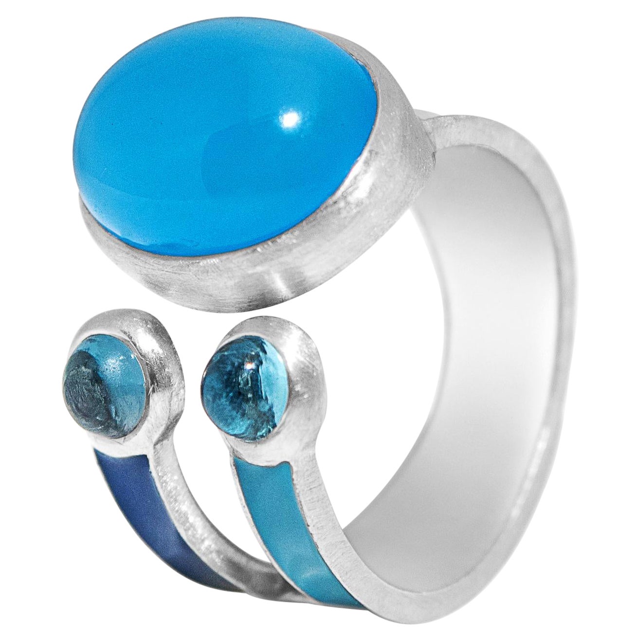 Nicky Butler Sterling Silver Green Chalcedony and Amethyst Ring at 1stDibs