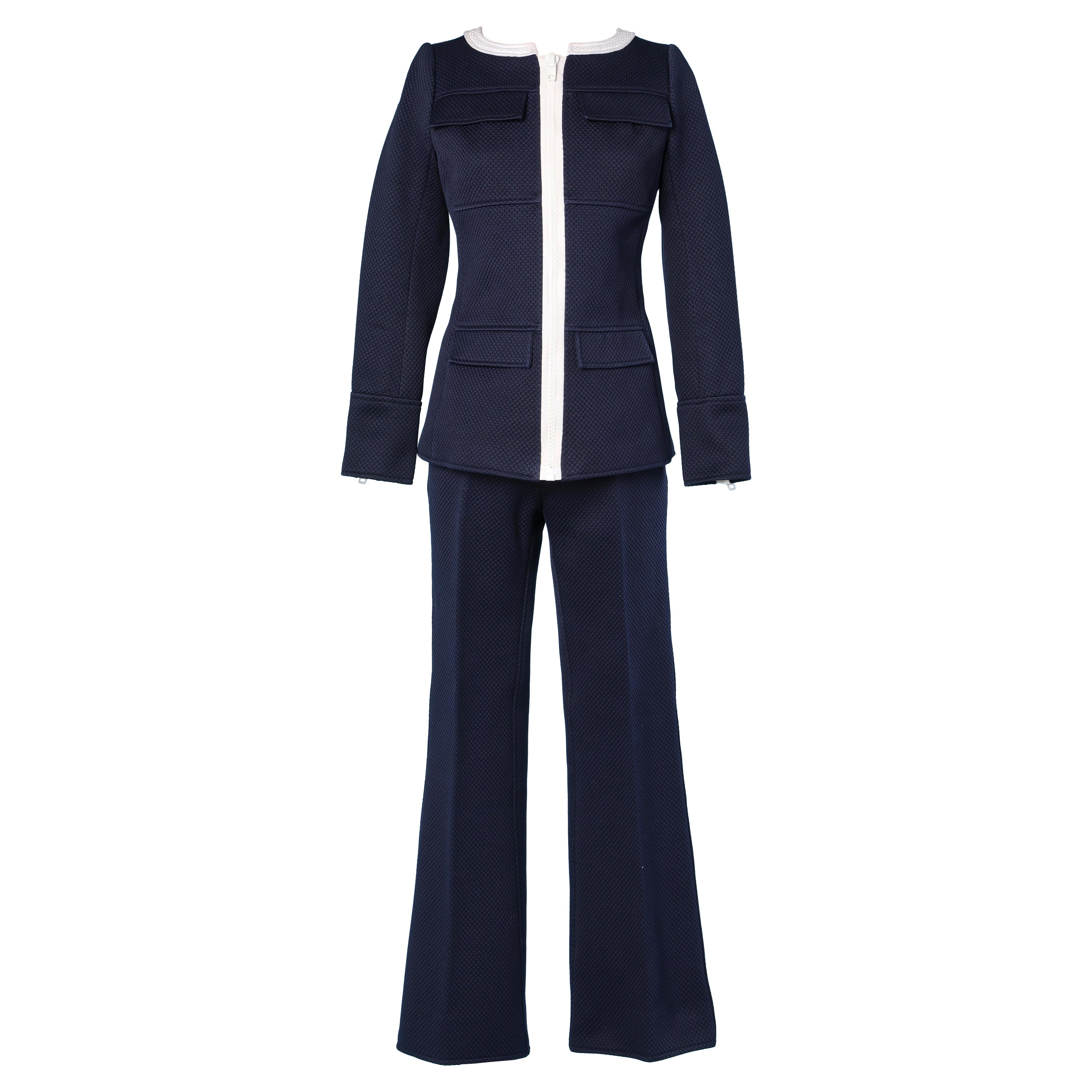 1980’s Courreges Silver Jacket and Skirt Ensemble at 1stDibs