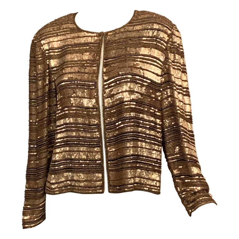 Gold Beaded and Soutache Braid Embroidered Black Silk Chiffon Jacket ...