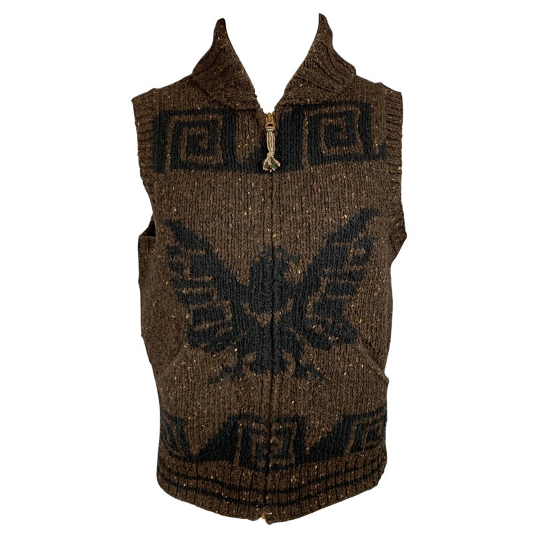 RRL by RALPH LAUREN Size M Brown and Navy Knitted Wool Blend Vest at ...