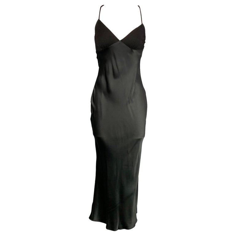 HEIDI WEISEL Size 4 Black Satin Silk Long Dress at 1stDibs