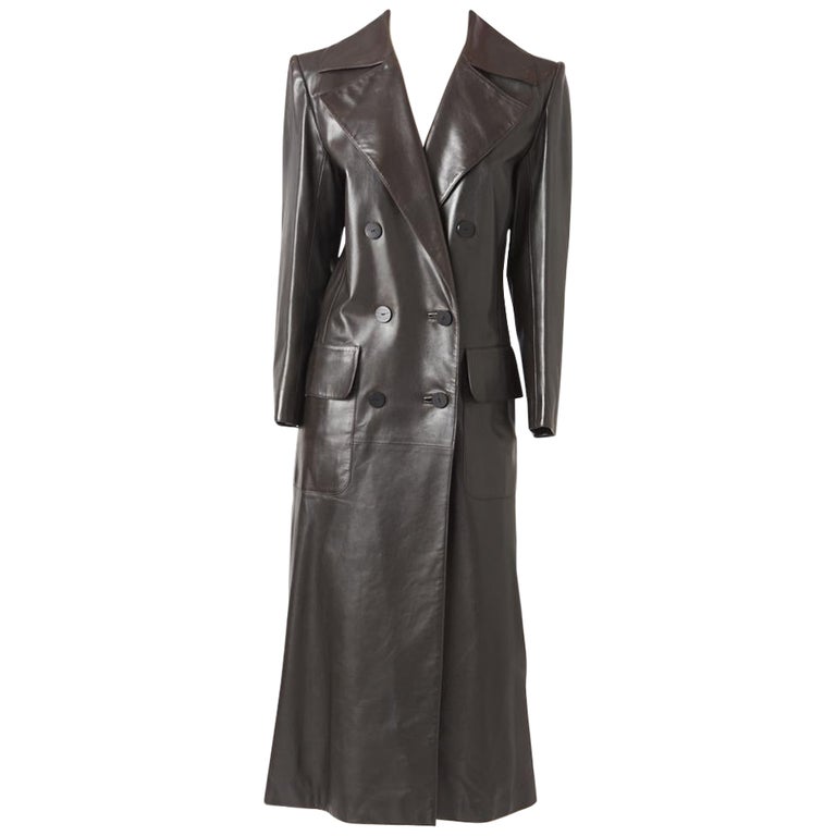 Yves Saint Laurent Double Breasted Leather Coat at 1stDibs