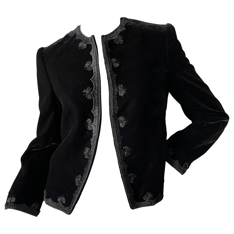 Jean-Louis Couture 1960's Black Velvet Jacket with Embroidered Details ...