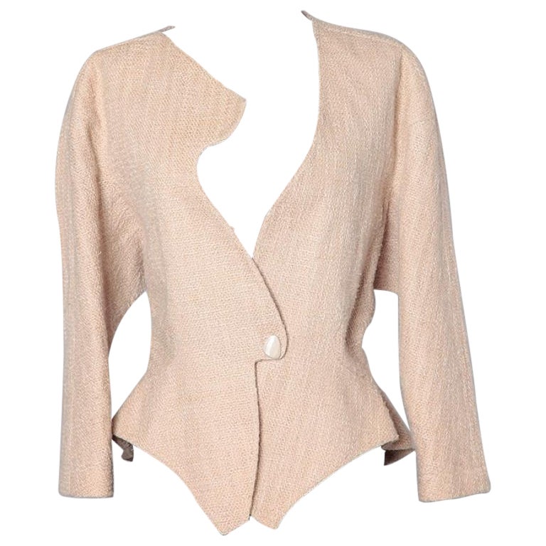 Burlap ( toile de jute ) suit jacket Thierry Mugler For Sale at 1stDibs