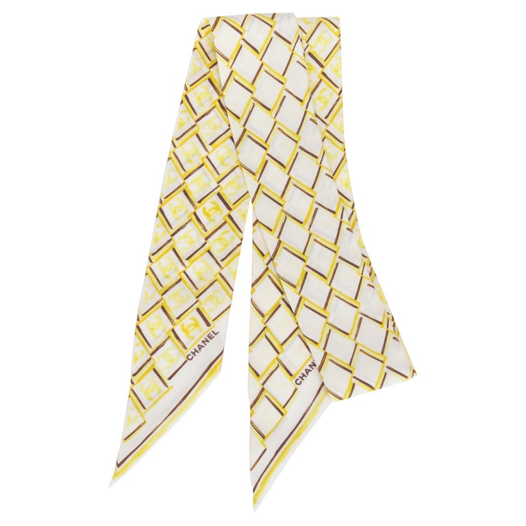 New Chanel Yellow Geometric Silk Twilly Scarf at 1stDibs | chanel twilly