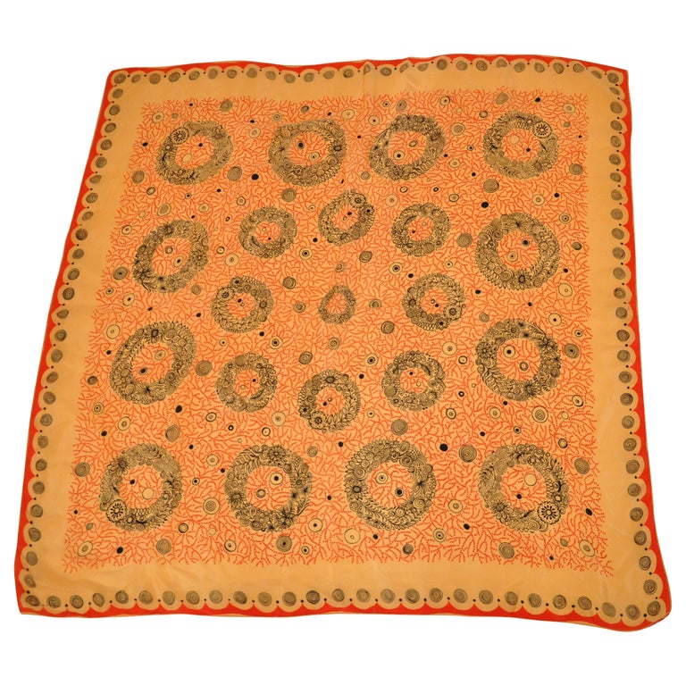 "Circles of Love and Happiness" Silk Scarf For Sale at 1stDibs