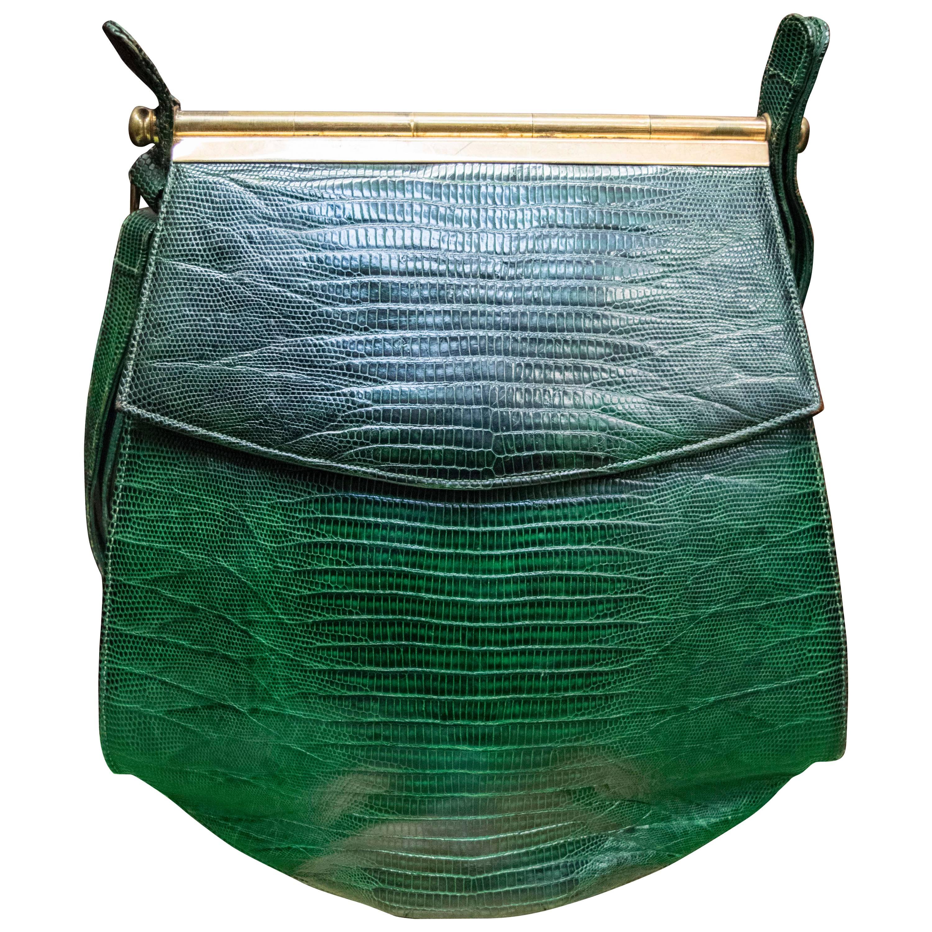 1950s Green Lizard Handbag at 1stDibs
