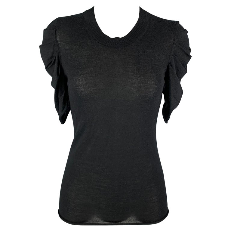 TSESAY Size S Black Cashmere Ruched Short Sleeves Pullover For Sale at ...