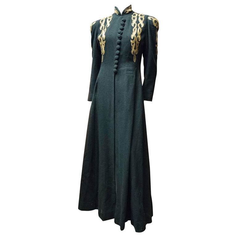 1940s Black and Brass Opera Coat at 1stDibs