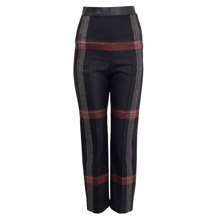 HERMES black red wool 2020 PLAID Pants 34 XXS For Sale at 1stDibs
