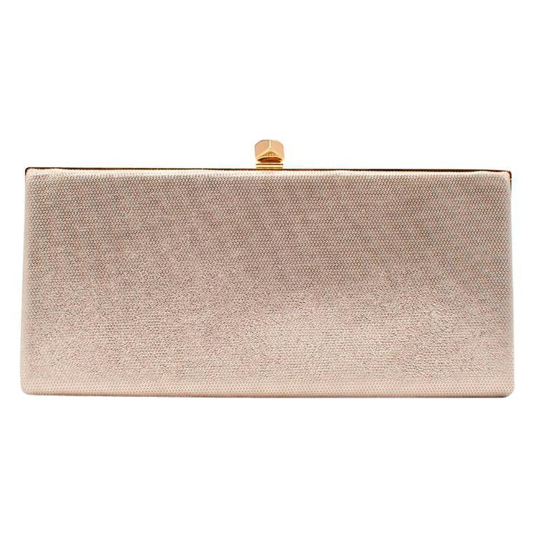 Jimmy Choo Celeste Champagne Gold-Tone Glitter Clutch For Sale at 1stDibs