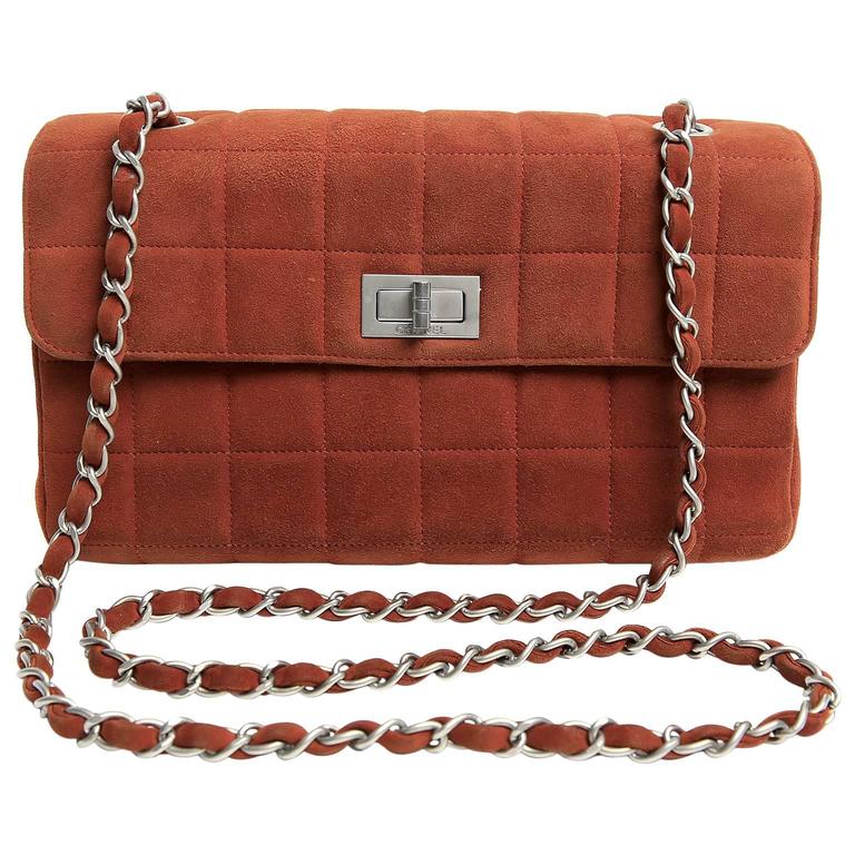 Chanel Brick Suede Square Quilted Multi Flap Shoulder Bag at 1stDibs
