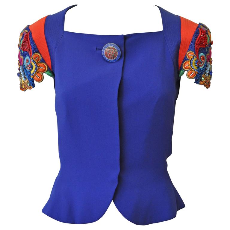 Exceptional Gianni Versace Couture Embroidered Beaded Jacket For Sale ...