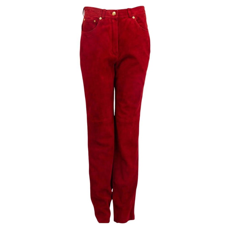 GUCCI red suede HIGH WAISTE Pants 46 CUT SMALL FIT MEDIUM For Sale at ...