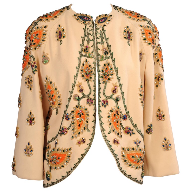 Bob Bugnand Beaded Wool Crepe Evening Jacket at 1stDibs