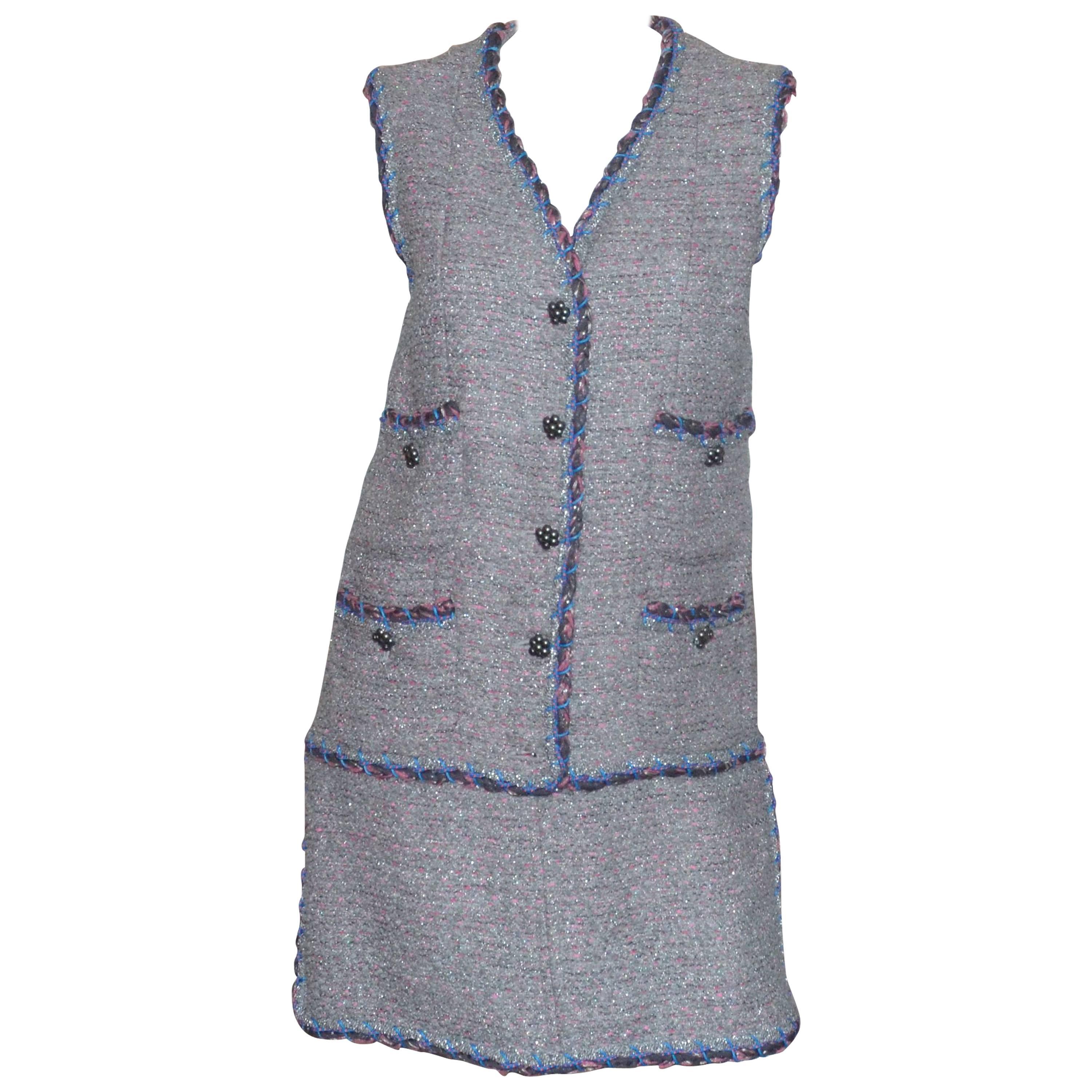 Chanel 2015 MultiColor Tweed Dress For Sale at 1stDibs | p49092v35989