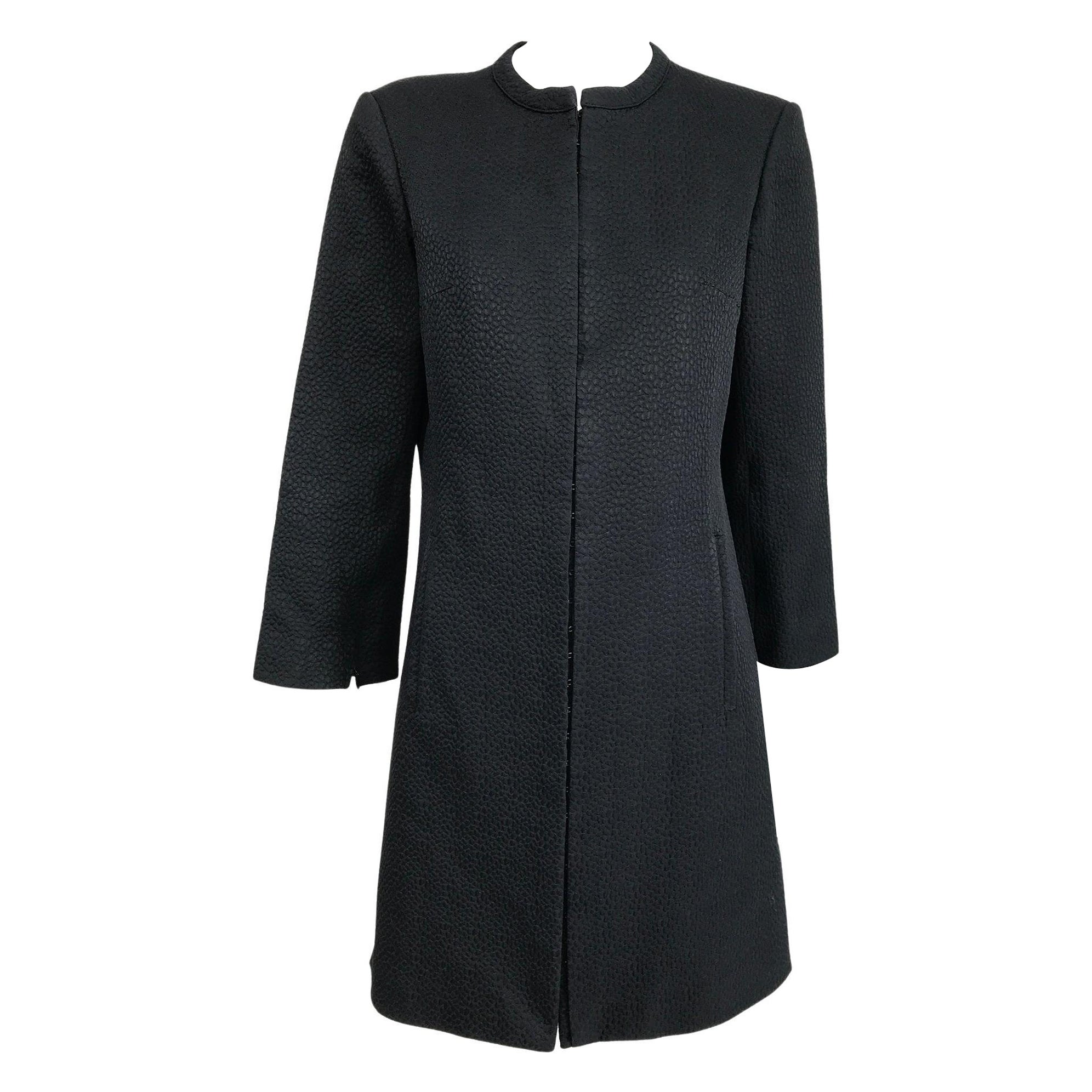 Adele Simpson 1960s Navy and White Wool Plaid Wrap Coat For Sale at 1stDibs