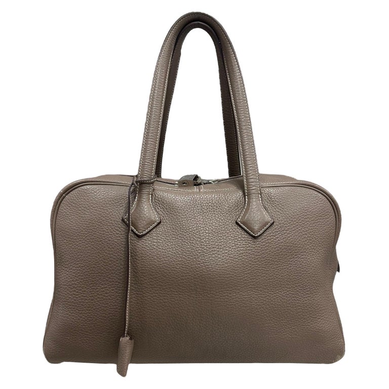 2009 Hermès Victoria Bag Clemence Leather Etoupe Top Handle Bag For ...