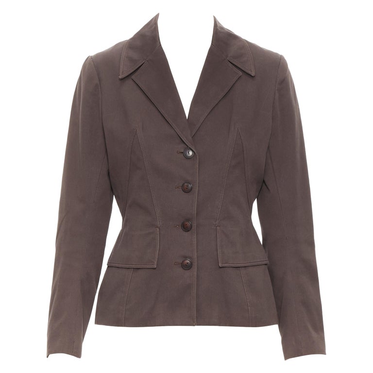 vintage ALAIA grey cotton angular dart bodycon fitted blazer jacket ...