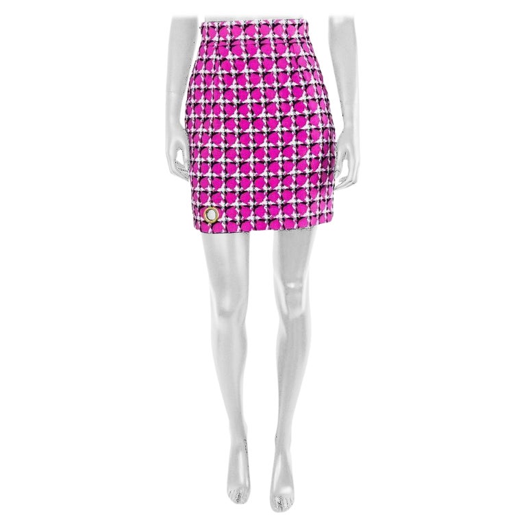 VERSACE Pink TWEED MINI SKIRT 38 - 2 For Sale at 1stDibs