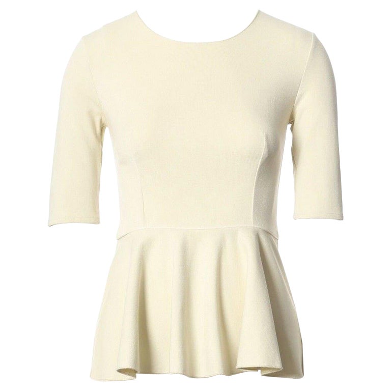 STELLA MCCARTNEY cream short sleeve flared peplum hem top IT38 6 XS at ...