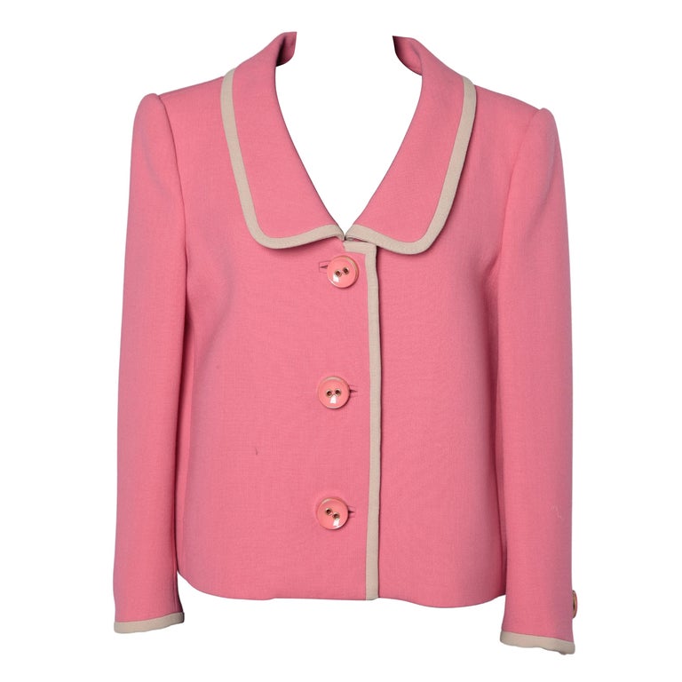 Pink wool single-breasted jacket with pink buttons Prada at 1stDibs
